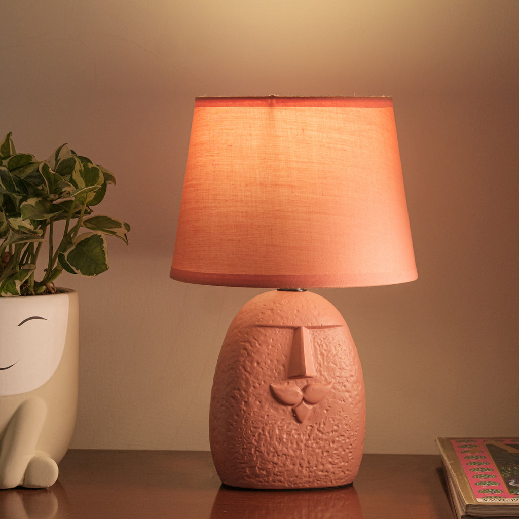 Terracotta moustache table lamp with lamp shade – Coral Tree